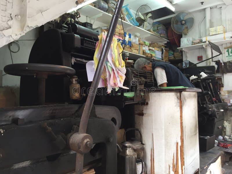 A Man in Hongkong Cyclostyling Editorial Photography - Image of stencil ...