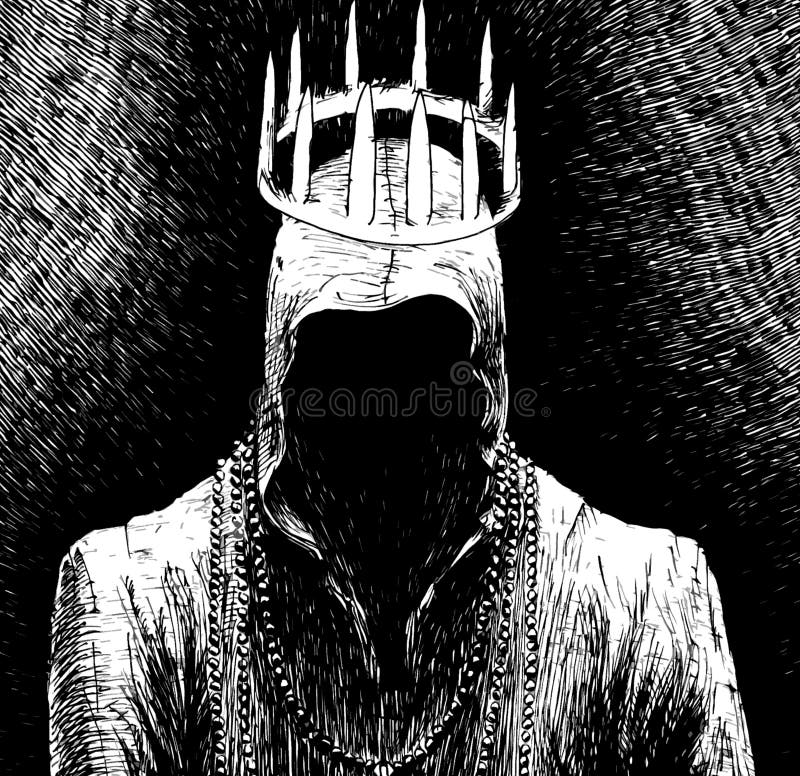 Man in Hood without Face with Crown Stock Illustration - Illustration ...
