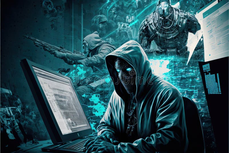 A Man in a Hooded Jacket Using a Laptop Computer with a Group of ...