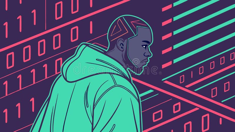 Man in Hoodie Coding, Developer and Programmer Illustration for Tech ...