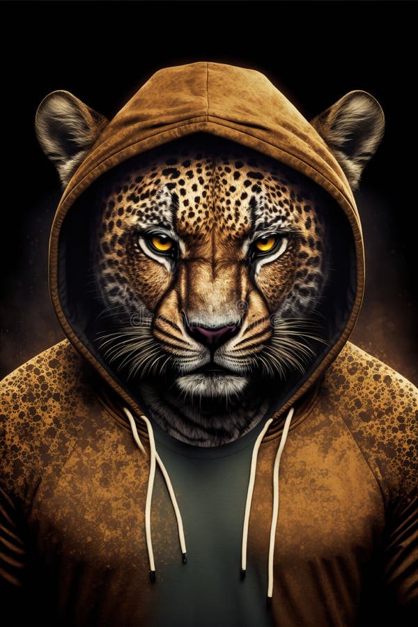 A Man with a Hoodie on and a Leopard Face on His Face is Shown in the ...