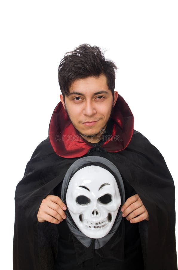 Man in Horror Costume with Mask Isolated on White Stock Image - Image ...