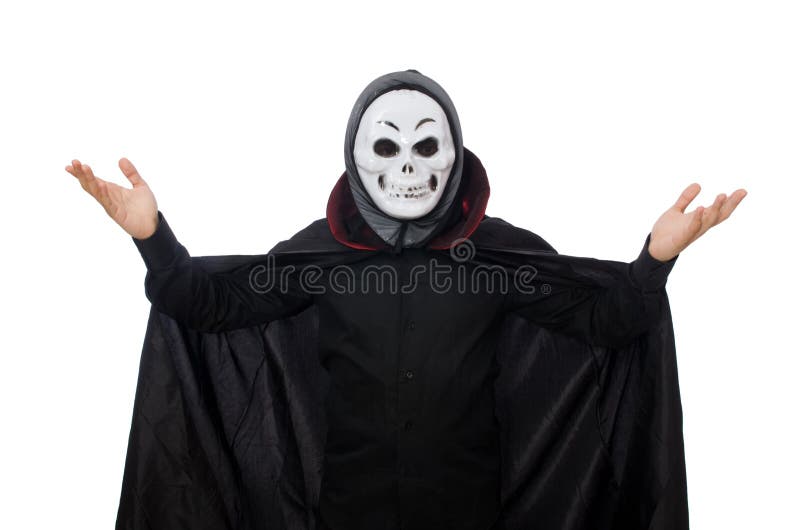 Man in Horror Costume with Mask Isolated on White Stock Photo - Image ...