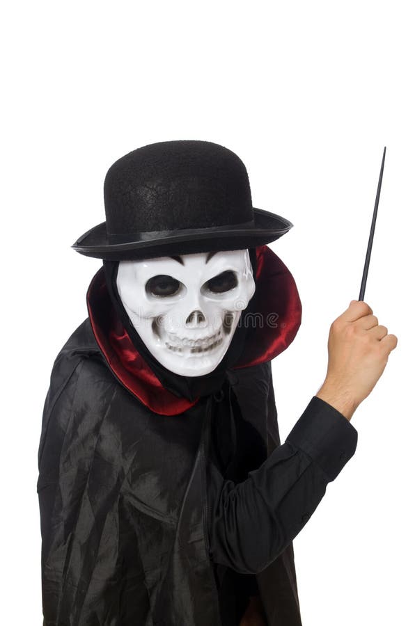 Man in Horror Costume with Mask Isolated on White Stock Photo - Image ...