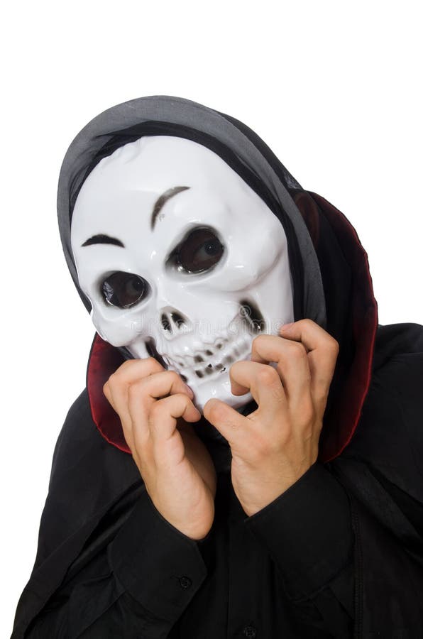 Man in Horror Costume with Mask Isolated on White Stock Photo - Image ...