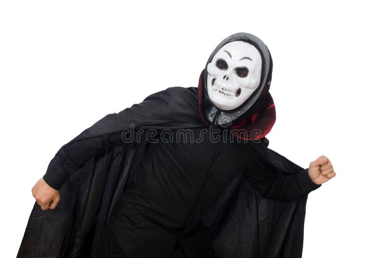 Man in Horror Costume with Mask Isolated on White Stock Photo - Image ...