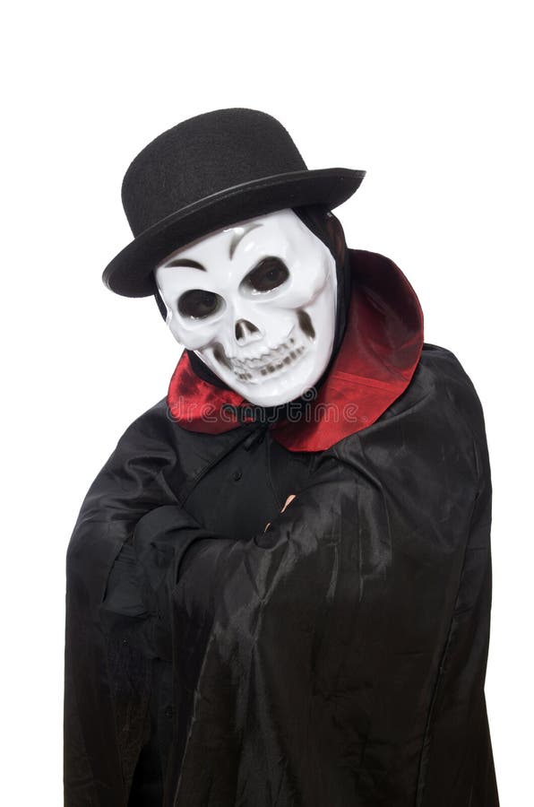 Man in Horror Costume with Mask Isolated on White Stock Image - Image ...