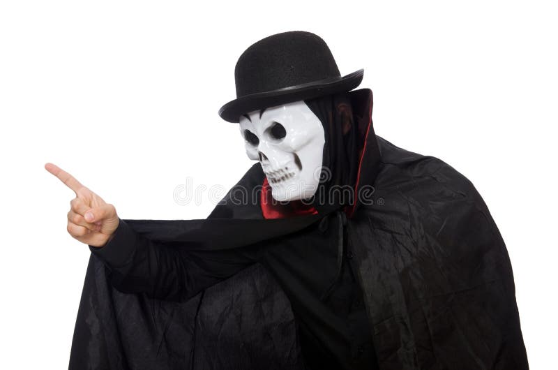 Man in Horror Costume with Mask Isolated on White Stock Photo - Image ...