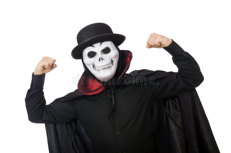 Man in Horror Costume with Mask Isolated on White Stock Image - Image ...