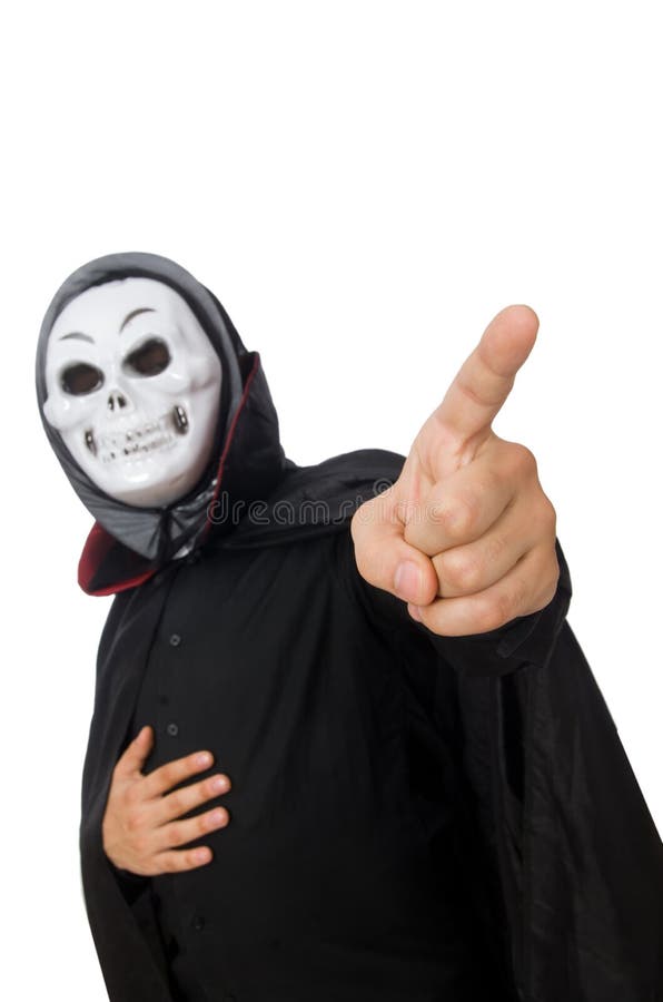 Man in Horror Costume with Mask Isolated on White Stock Image - Image ...