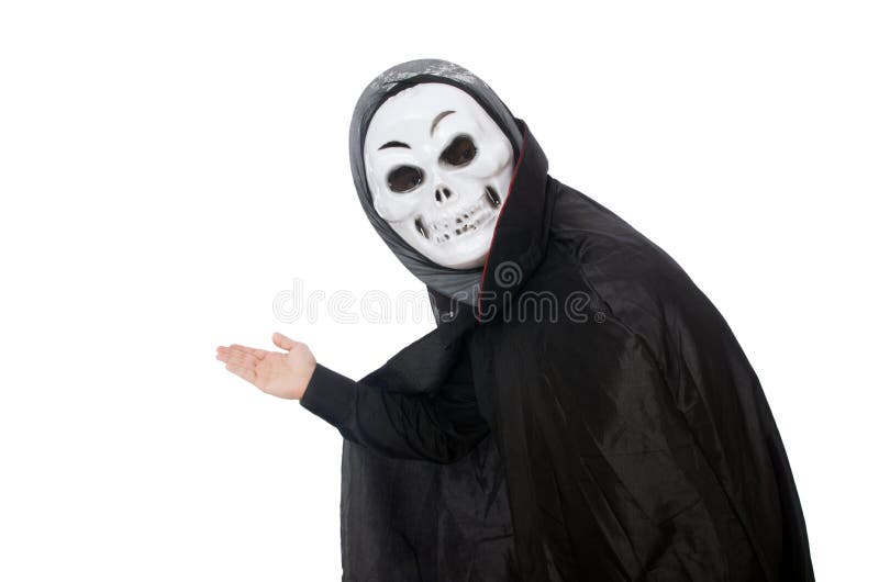 Man in Horror Costume with Mask Isolated on White Stock Photo - Image ...