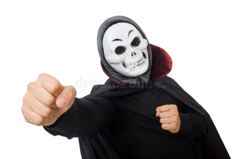 Man in Horror Costume with Mask Isolated on White Stock Image - Image ...