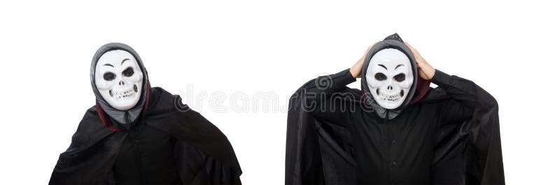 Man in Horror Costume with Mask Isolated on White Stock Image - Image ...