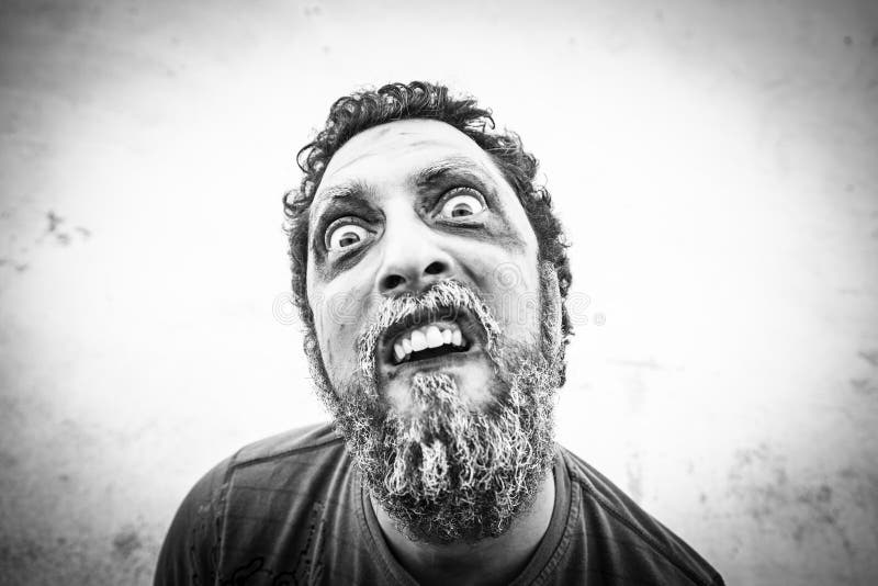 Man horror mask, Monstrous and aggressive man in halloween model