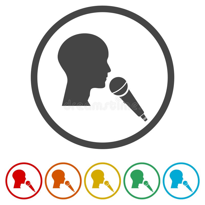 Man Host with Microphone Glyph Ring Icon, Color Set Stock Vector ...