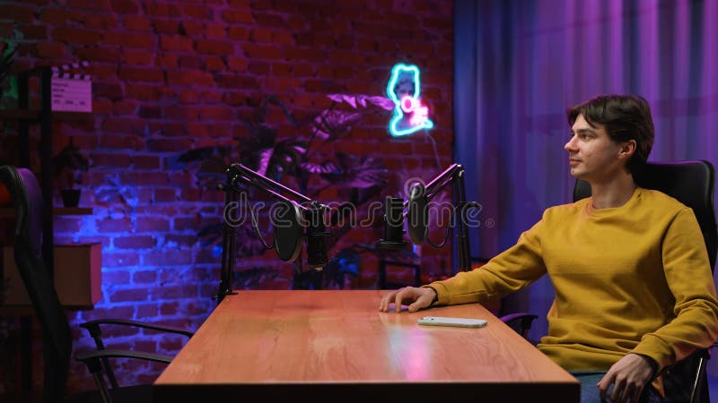 Man Host Sitting at the Table Waiting for the Guest, Preparing for ...