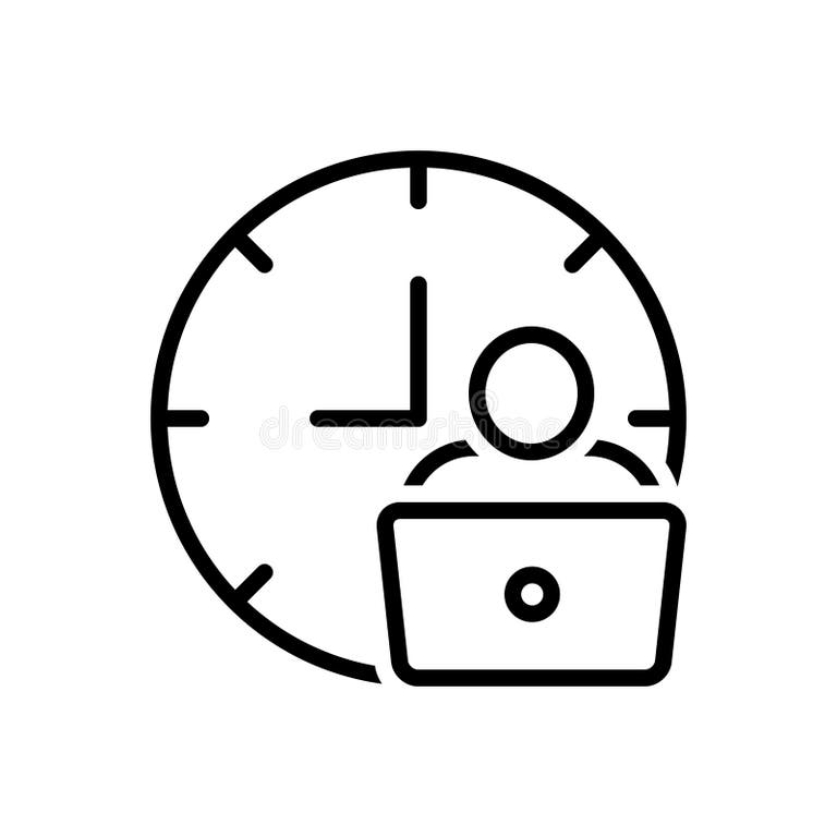 Black Line Icon for Man Hour, Hourly and Work Stock Vector ...