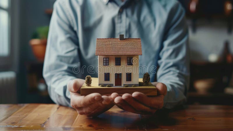 Man with House Model stock image. Image of urban, building - 374207701