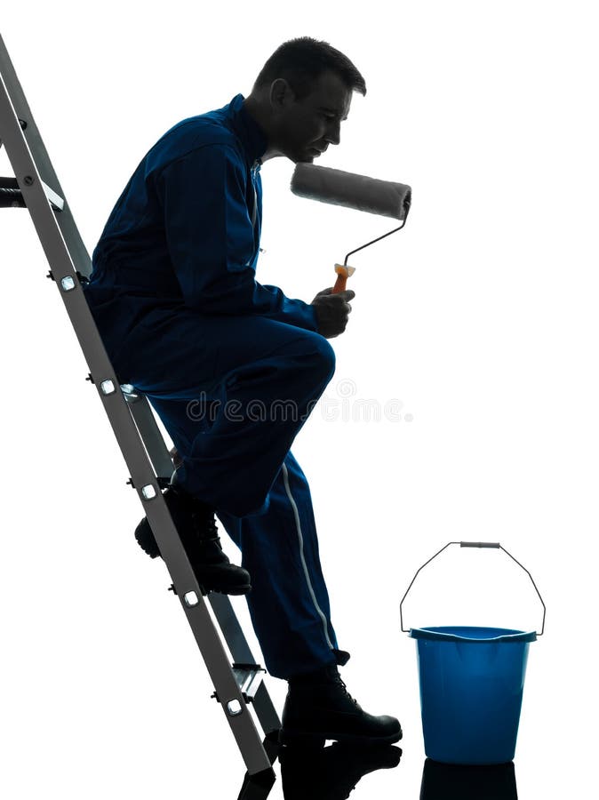 Man House Painter Worker Silhouette Stock Image - Image of adult, back ...