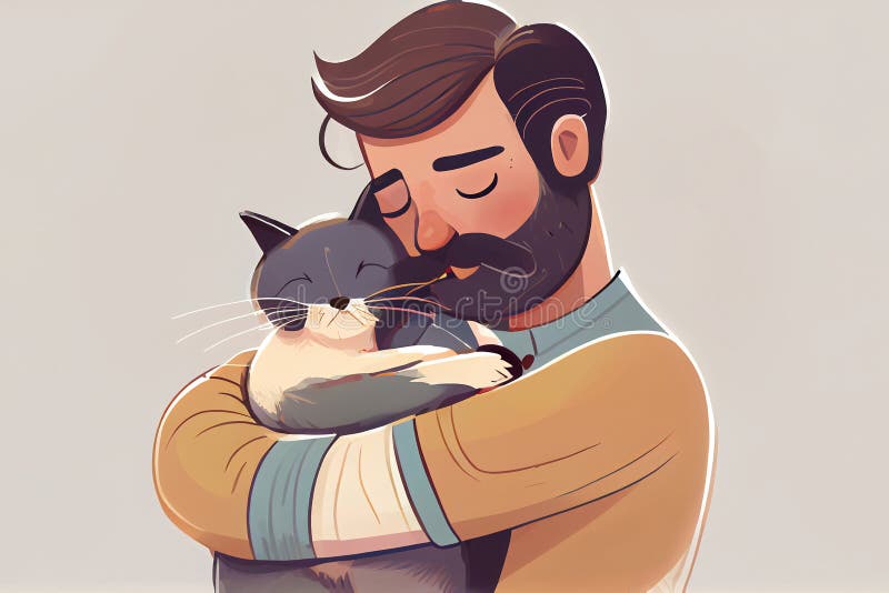 Cat Hugging Man Stock Illustrations – 403 Cat Hugging Man Stock ...