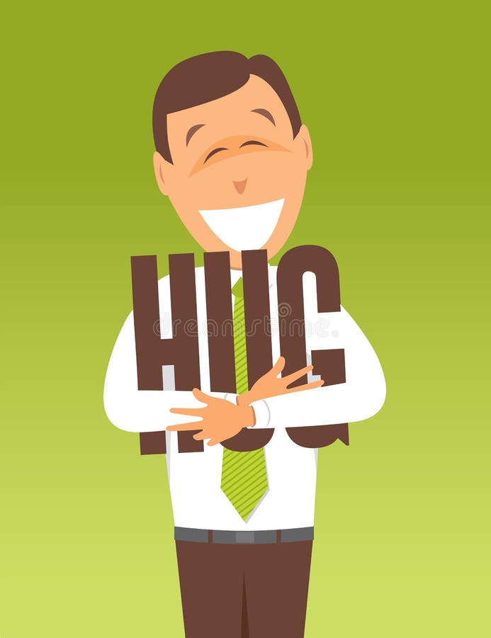 Man hugging a hug word stock vector. Illustration of cartoon - 43905963