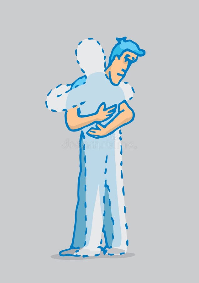 Man Hugging with Missing or Absent Person Stock Vector - Illustration ...