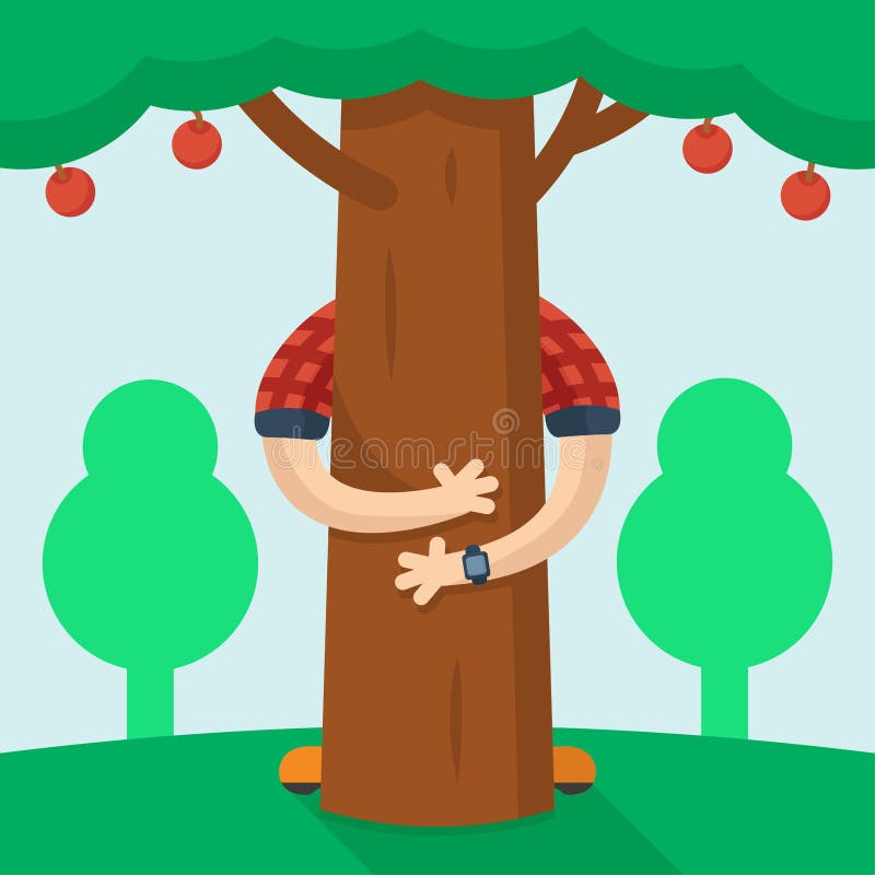 Happy Man Hugging Tree Stock Illustrations – 343 Happy Man Hugging Tree ...