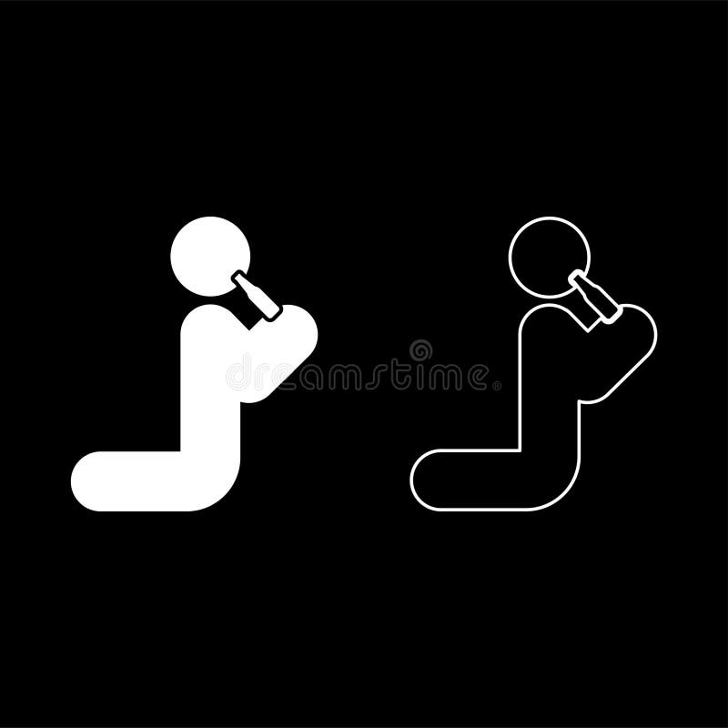 Man Human Drinking Water Alcohol Beer from Bottle Knight Position Set ...