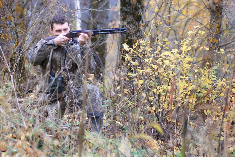 Man Hunter Outdoor in Autumn Hunting Stock Photo - Image of hunt ...