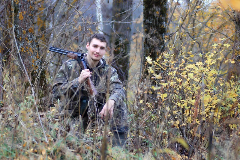 Man Hunter Outdoor in Autumn Hunting Stock Image - Image of forest ...
