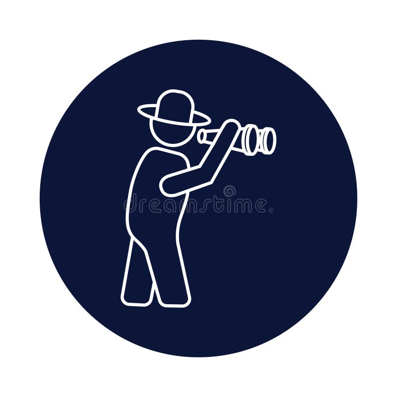 Man, Hunting, Binoculars, Man Watching through Binocular Icon Stock ...