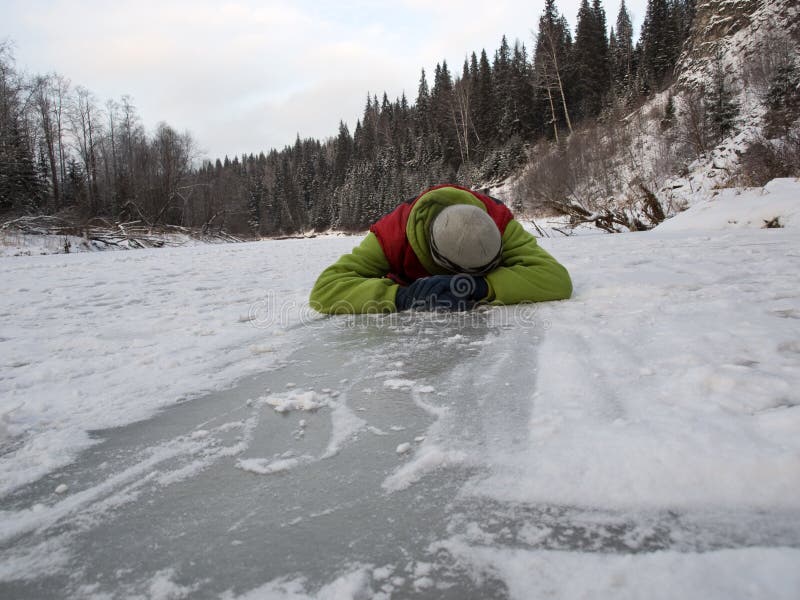 Man on the ice stock photo. Image of cool, nature, landscape - 7550114
