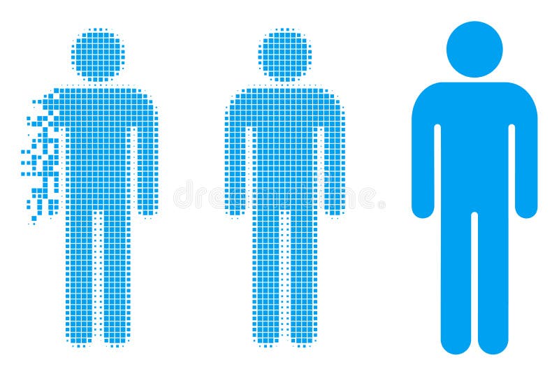 Broken Pixel Halftone Man Icon Stock Vector - Illustration of broken ...
