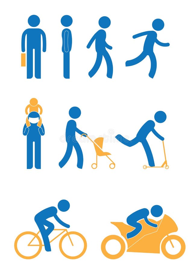 Man Icon in Various Actions. Stock Vector - Illustration of blue ...