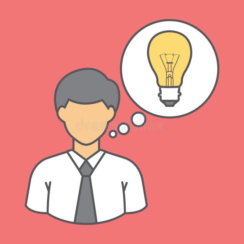 Man and Idea Bulb. Vector Illustration Decorative Design Stock Vector ...