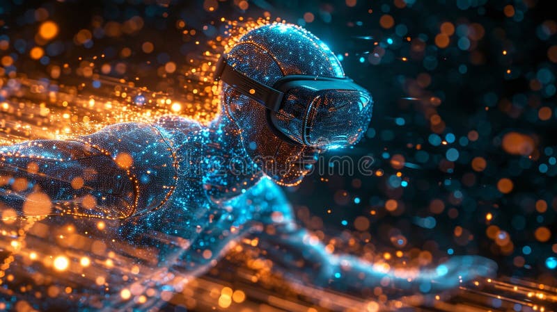 A Man is Immersed in Virtual Reality Stock Photo - Image of device ...