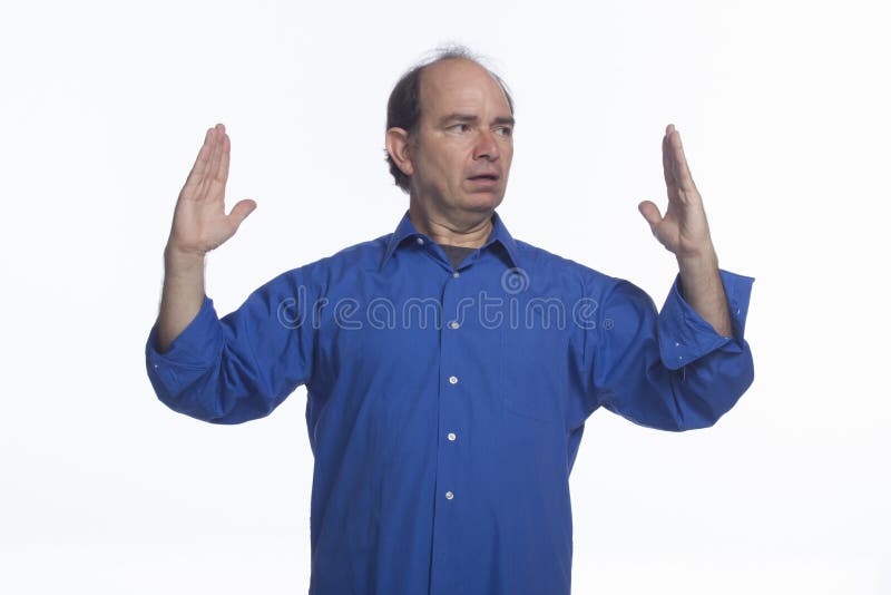 Man Indicating Large Size with Hands, Horizontal Stock Photo - Image of ...