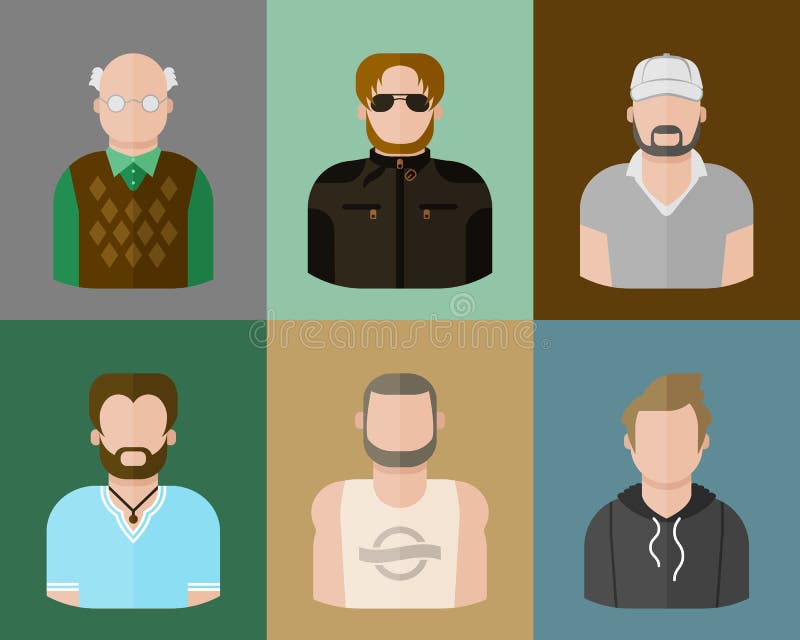 Man Avatars in a Flat Style Stock Vector - Illustration of person ...