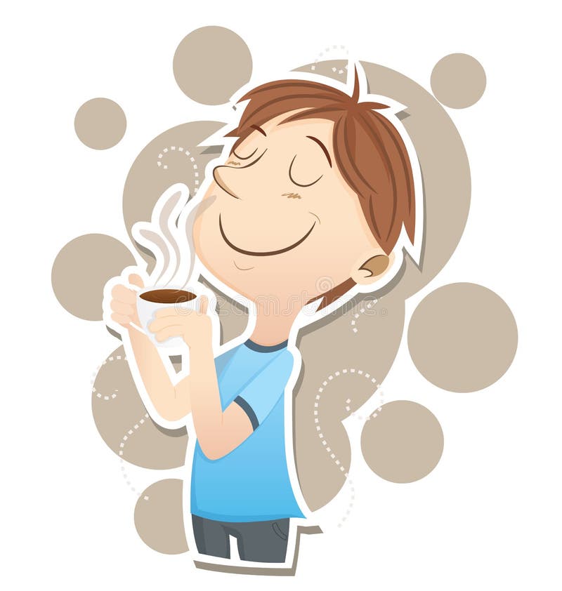 Man Inhales the Smell of Coffee Stock Vector - Illustration of ...