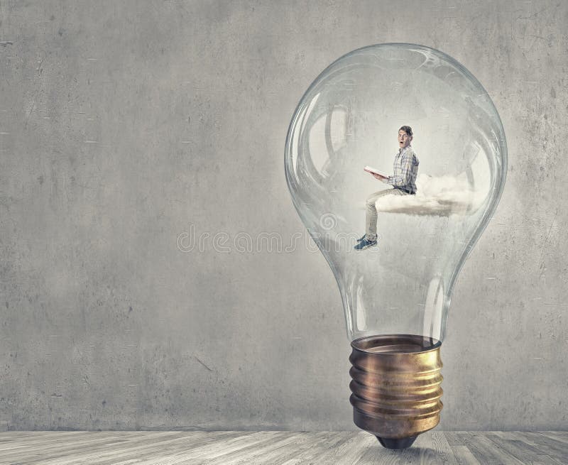 Man inside bulb stock image. Image of bulb, creative - 63428261