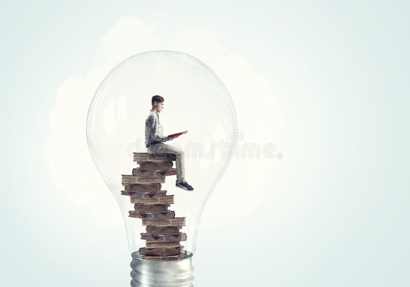 Man inside bulb stock photo. Image of creative, bulb - 63854384