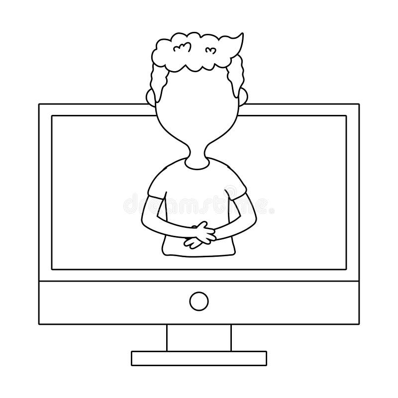Man inside computer design stock vector. Illustration of connection ...