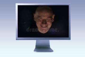 Man Inside Computer Tv Screen Stock Photo - Image of science, human ...