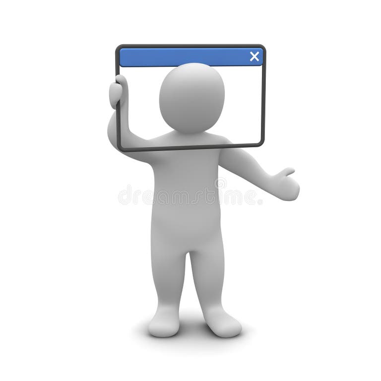 Man inside computer window stock illustration. Illustration of ...