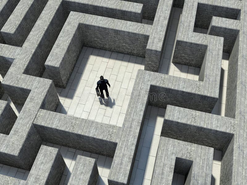 Man inside an endless maze stock illustration. Illustration of freedom ... Man inside an endless maze stock illustration. Illustration of freedom ...