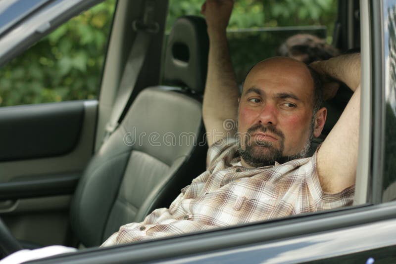 Man inside in his car stock photo. Image of drive, bearded - 6000474