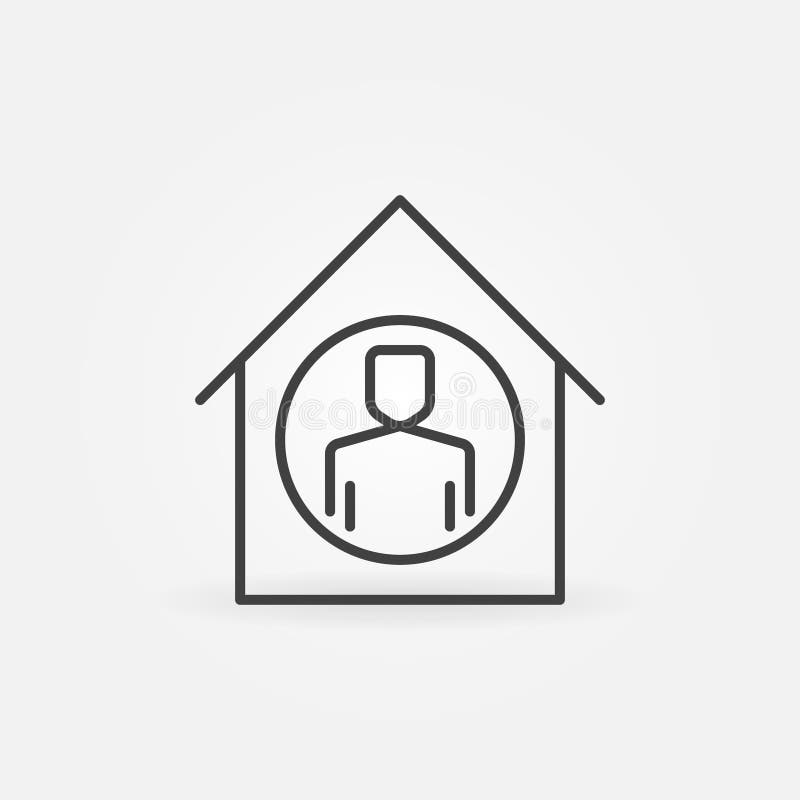 Man Inside House Line Icon. Vector Stay at Home Symbol Stock Vector ...