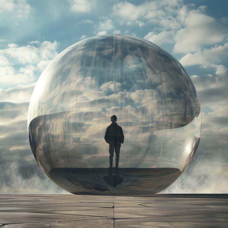 Man Inside a Large Transparent Ball Stock Illustration - Illustration ...