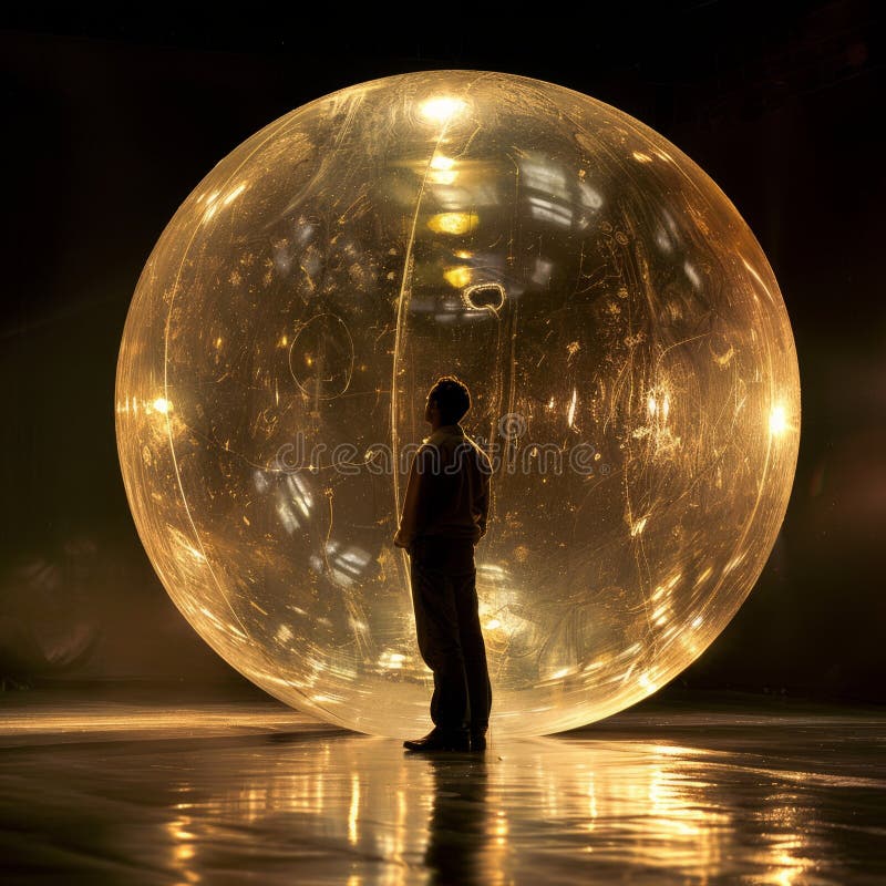 Man Inside a Large Transparent Ball Stock Illustration - Illustration ...