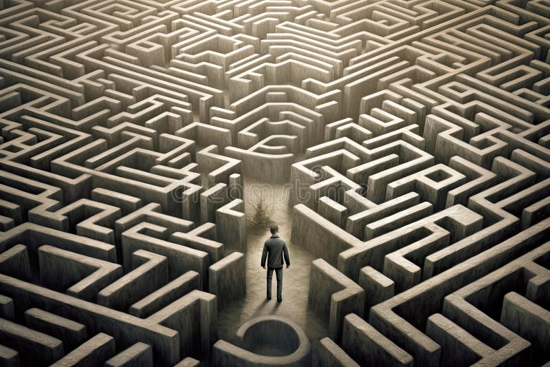 Man inside maze stock photo. Image of uncertainty, business - 289235268